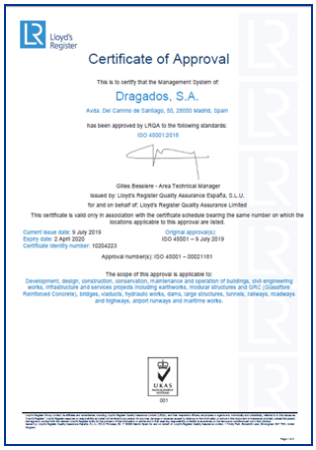 Dragados UK. Awards & Certificates.