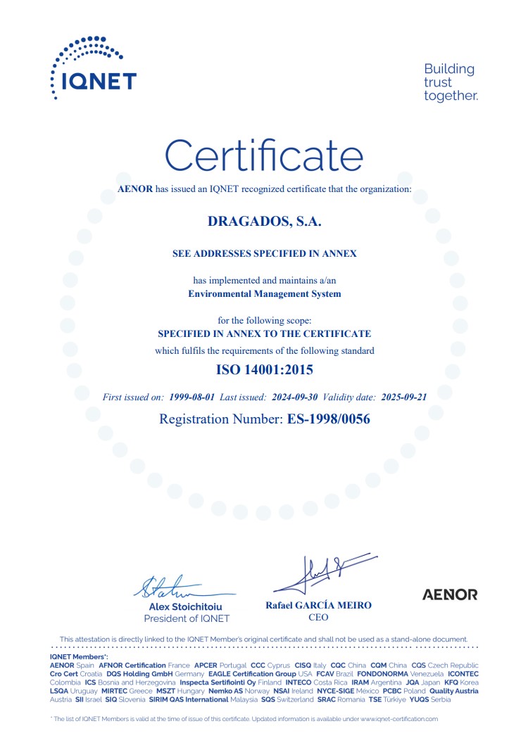 Dragados UK. Awards & Certificates.