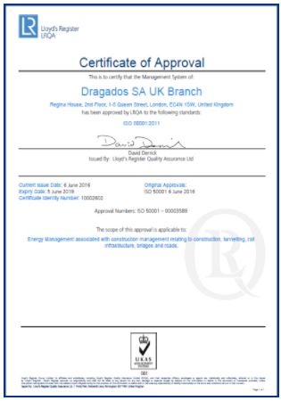 Dragados UK. Awards & Certificates.